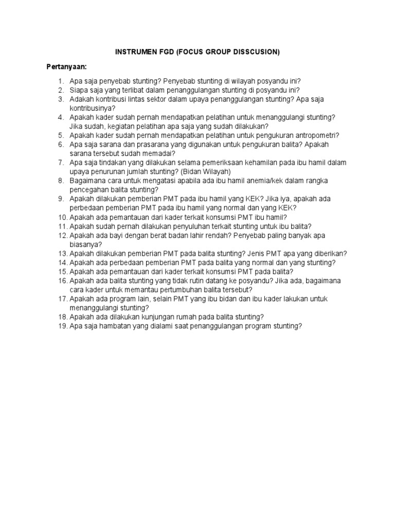 Instrumen Untuk FGD | PDF