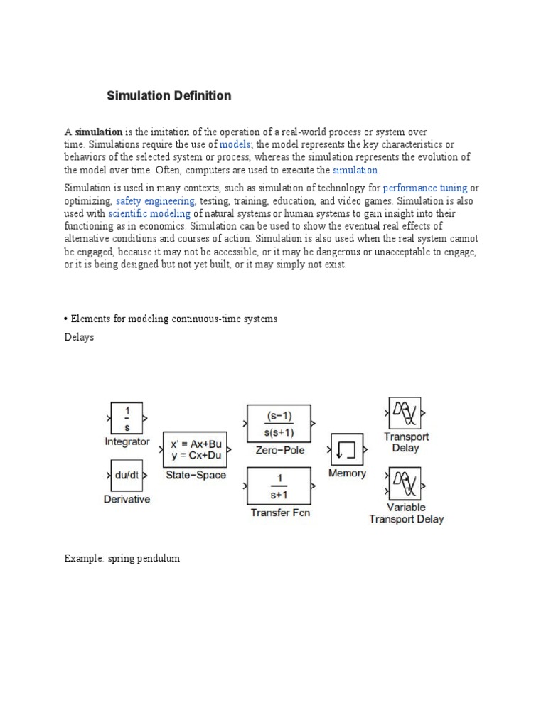Simulation Definition: Models Simulation Performance Tuning Safety ...