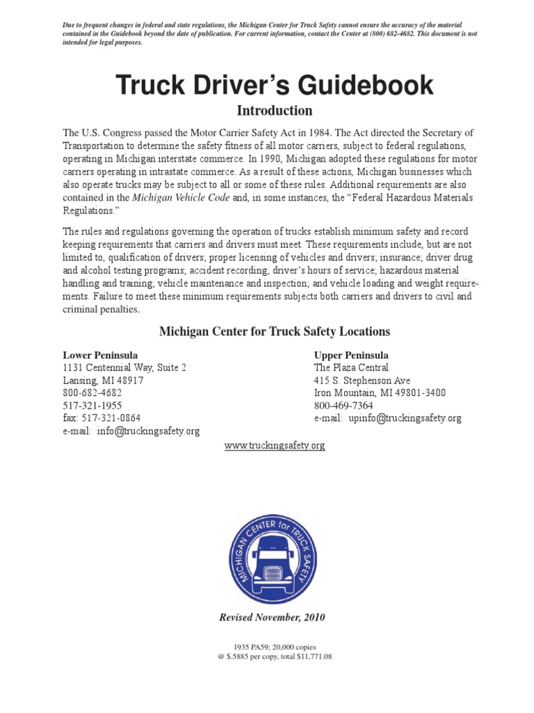 Truck Driver S Guidebook | PDF | Truck | Truck Driver