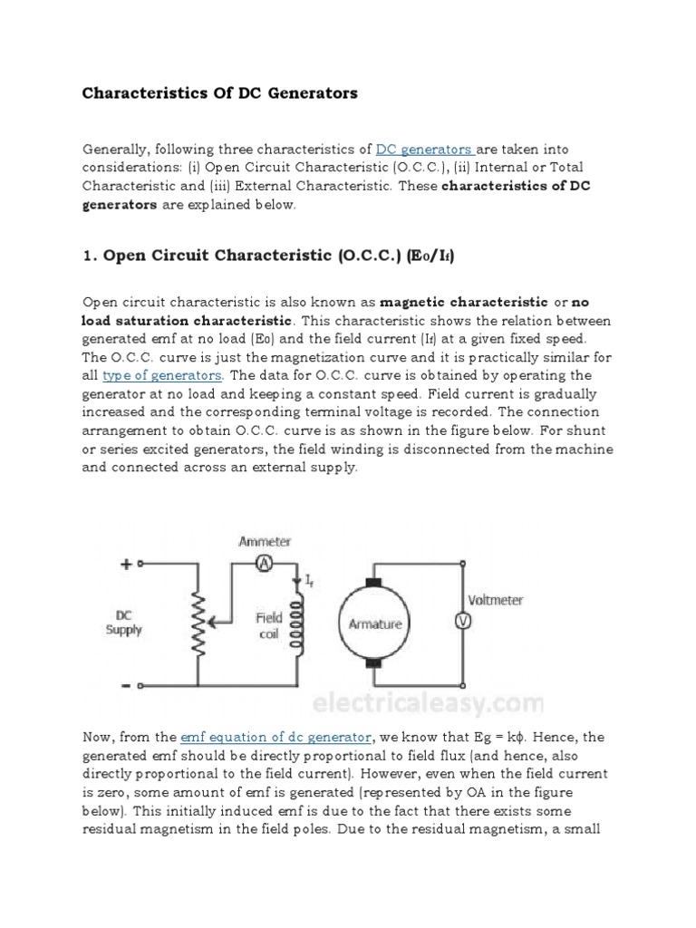 DC Generator Characteristics Explained | PDF | Electric Generator ...