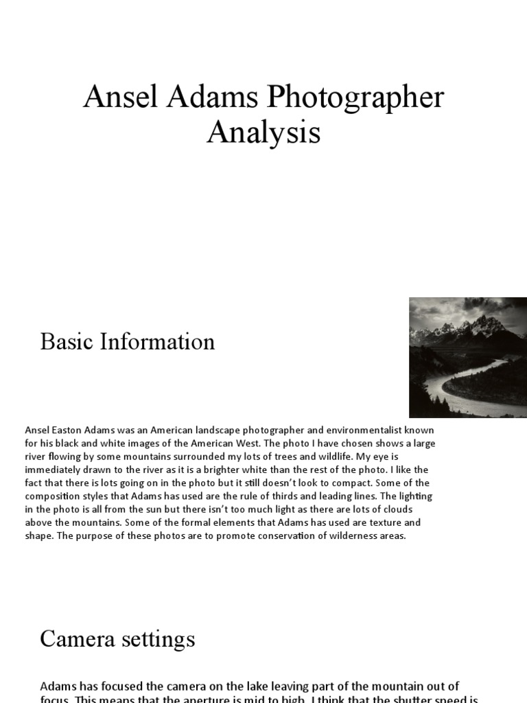 Ansel Adams Photographer Analysis | PDF