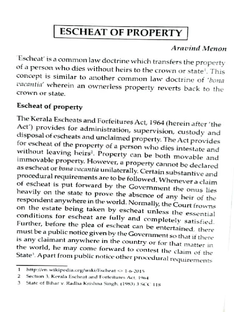 Escheat of Property | Download Free PDF | Lawsuit | Intestacy