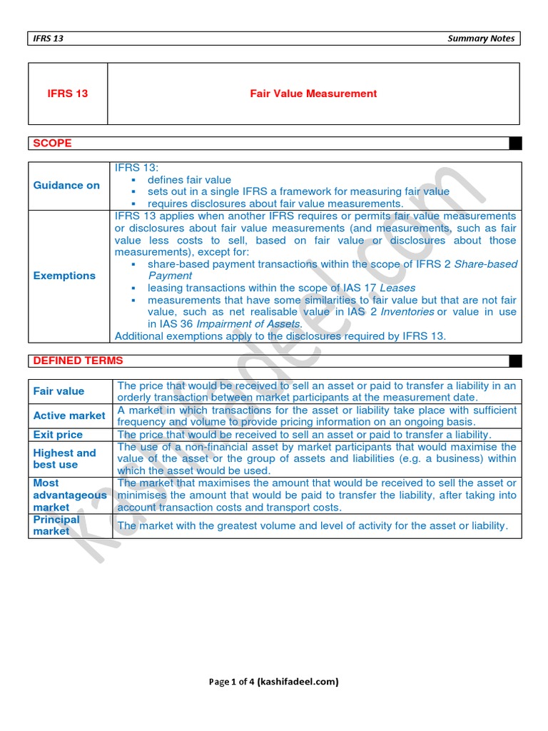 Ifrs 13 Fair Value Measurement: Guidance On | PDF | Fair Value ...