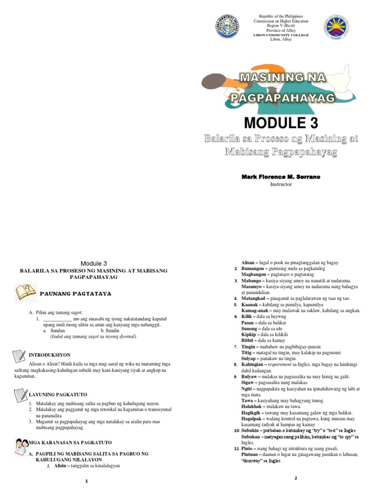 SLM Masining Na Pagpapahayag Mod 3 | PDF