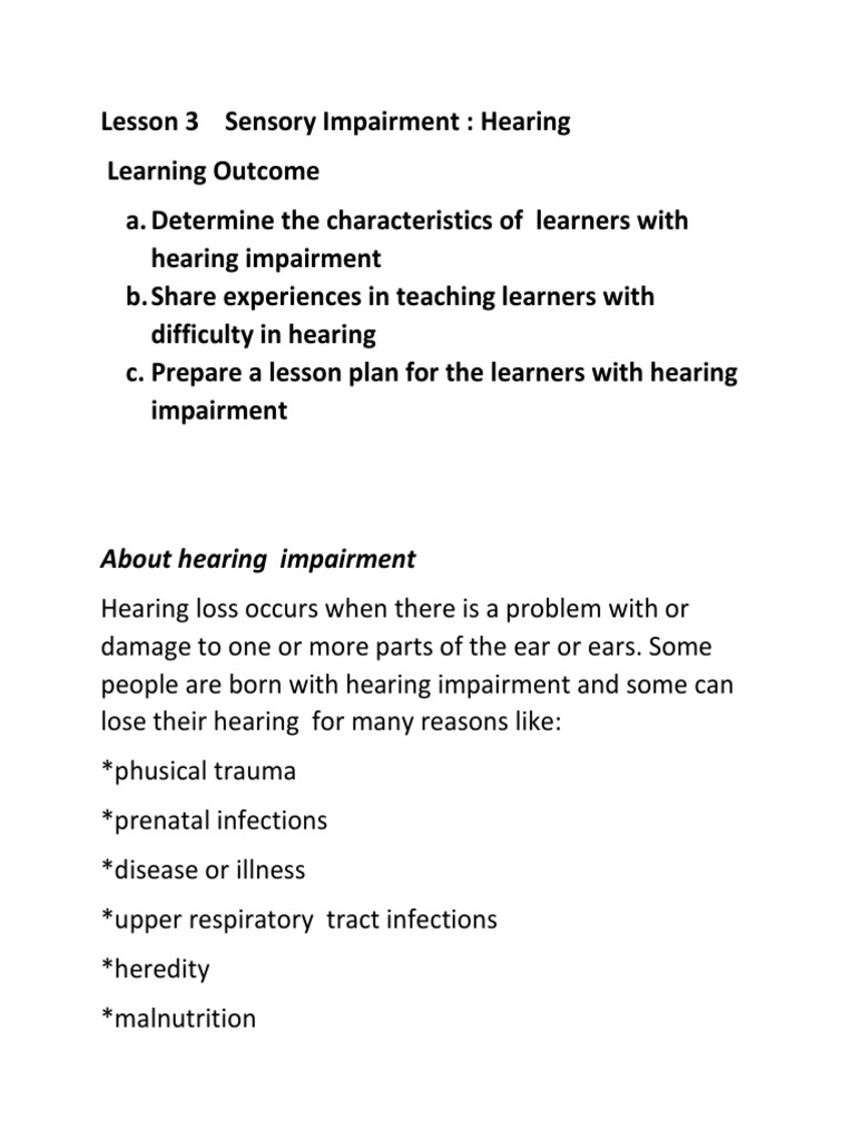 Module 2 Lesson 3 | PDF | Hearing Loss | Learning