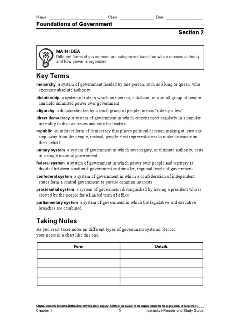 Chapter 1 - Section 2 | PDF | Government | Monarchy