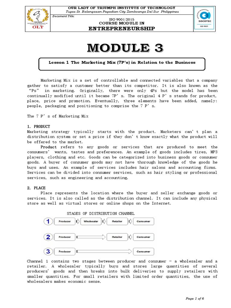 Entrep MODULE 3 | PDF | Marketing | Brand