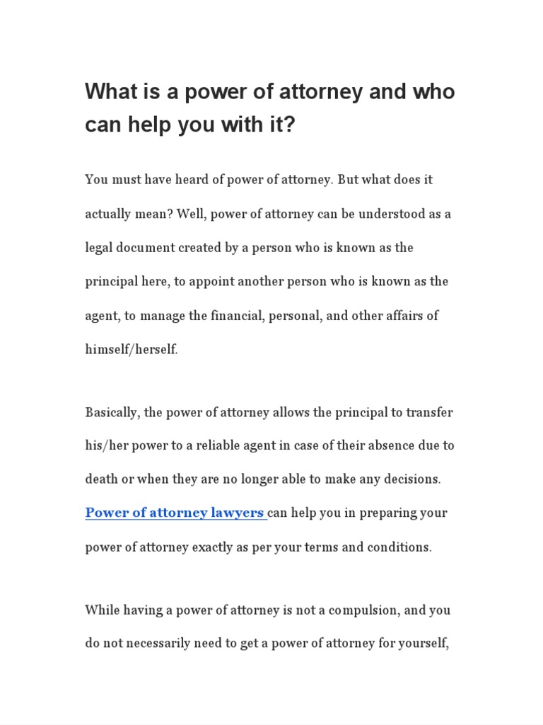 What Is A Power of Attorney and Who Can Help You With It | PDF | Career ...
