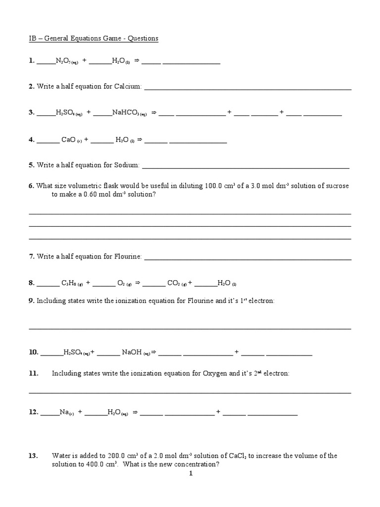 IB Chem Practice Worksheets | PDF | Acid | Oxide