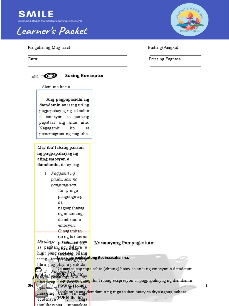 Susing Konsepto:: Damdamin Ay Isang Uri NG | PDF