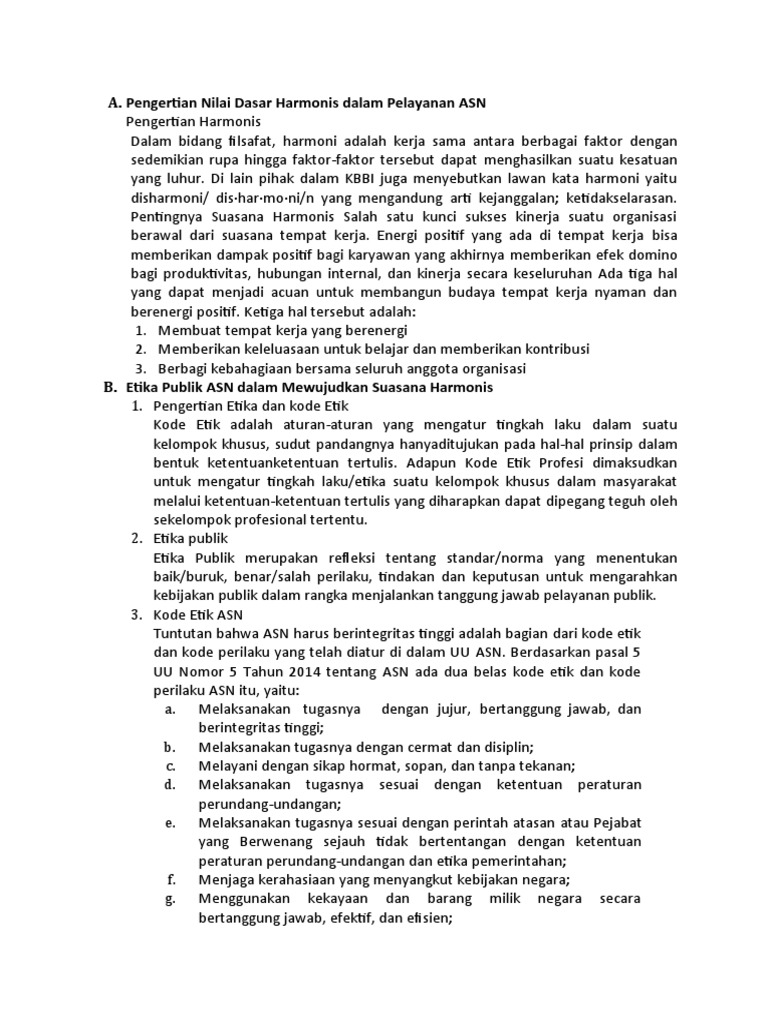 Nilai Dasar Harmonis | PDF