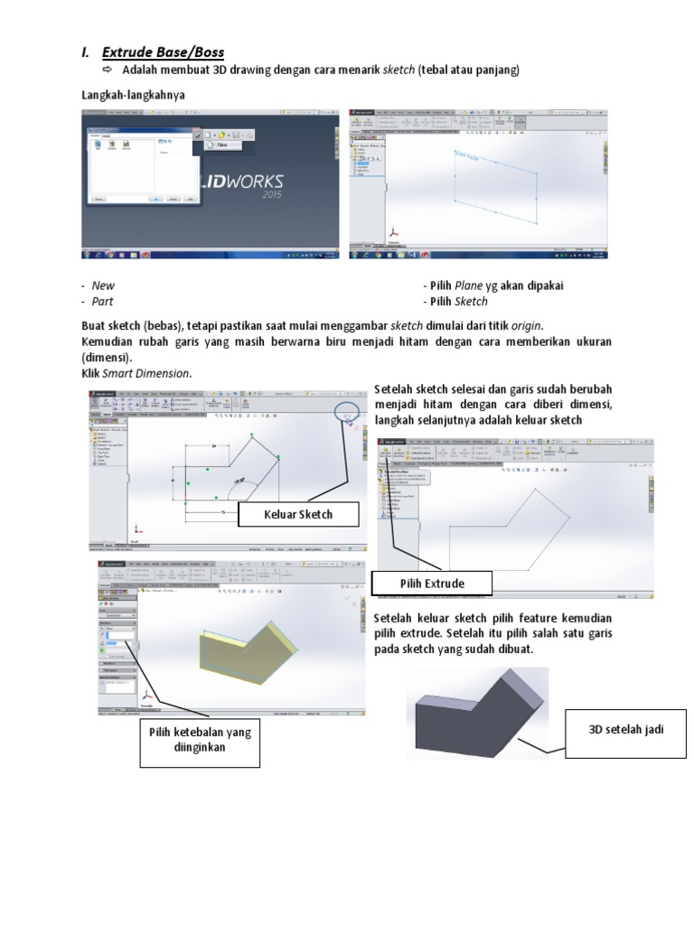 PERTEMUAN - 12 Perintah Extrude Base & Cut Dan Revolve Base & Cut | PDF