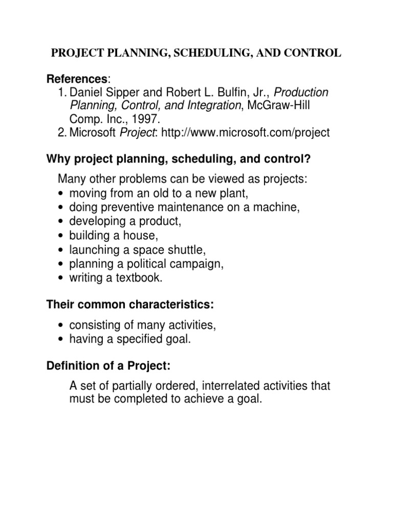 Project Planning Scheduling and Control References 1 | PDF