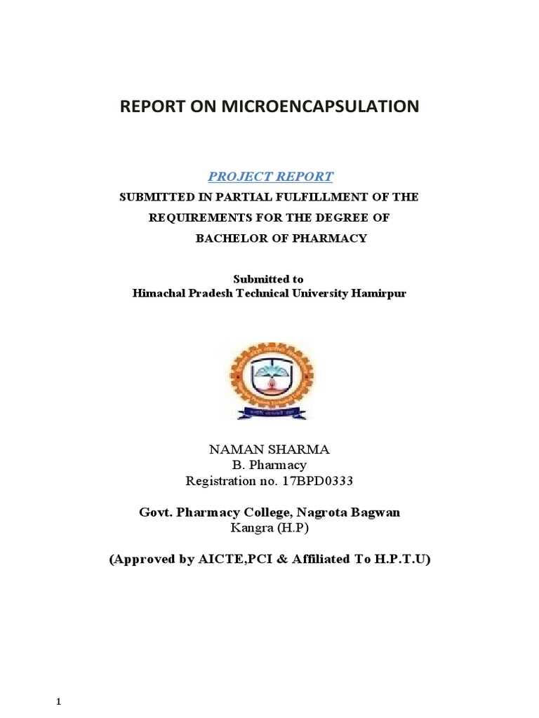 PROJECT REPORT On Microencapsulation | PDF | Tablet (Pharmacy) | Phase ...