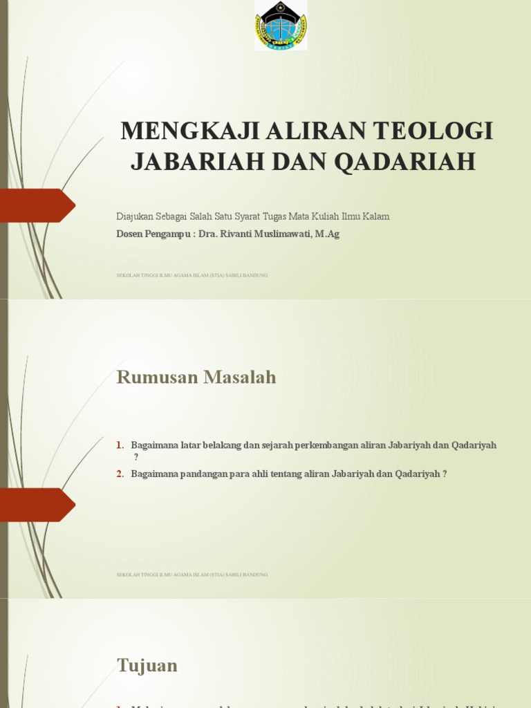 Mengkaji Aliran Teologi Jabariah Dan Qadariah | PDF