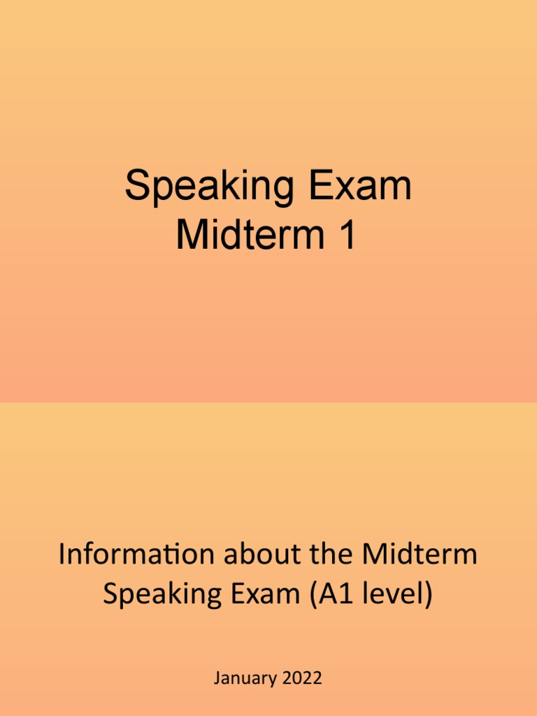 Midterm Speaking Exam A1 | PDF | Test (Assessment) | Communication