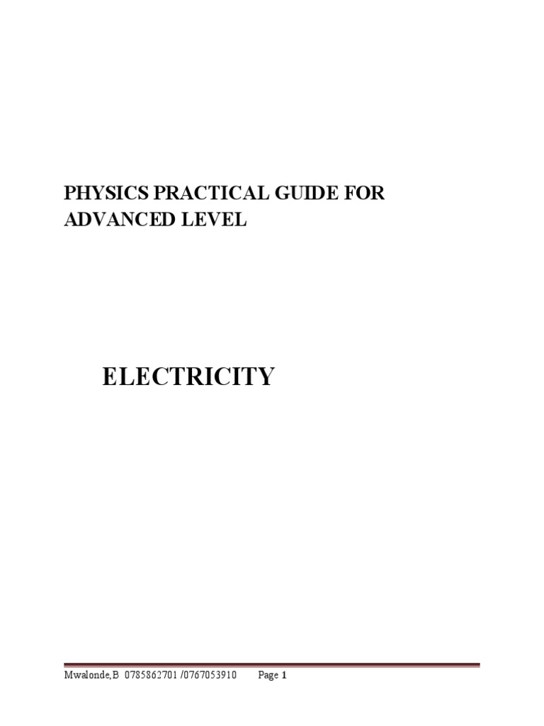 Advanced Level Physics Experiment - Electricity Final Orig | PDF ...