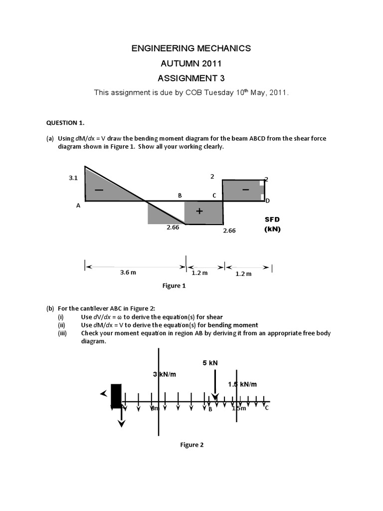 Engineering Mechanics AUTUMN 2011 Assignment 3: This Assignment Is Due ...
