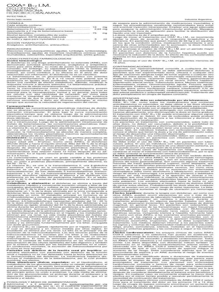 Oxa B12 Im | PDF | Droga anti-inflamatoria libre de esteroides | Medicamentos con receta