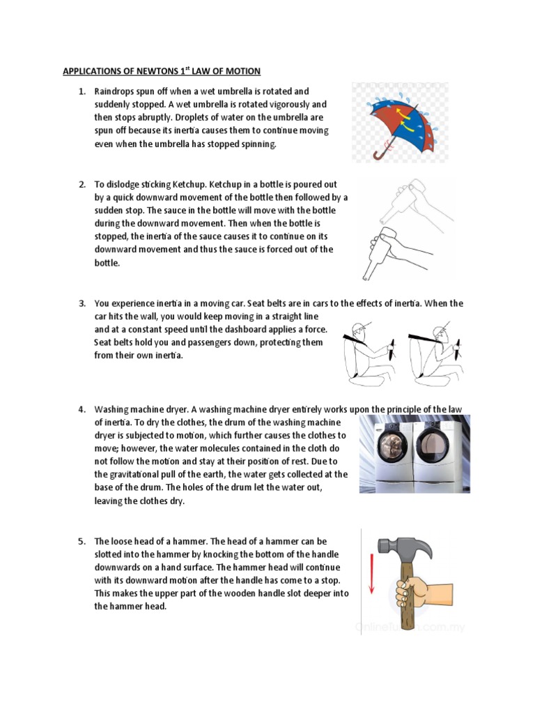 APPLICATIONS OF NEWTONS 1st LAW OF MOTION | PDF