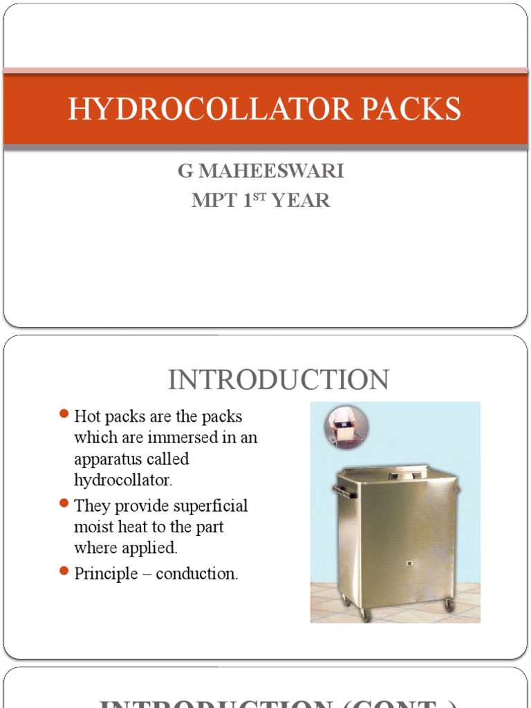 Hydrocollator Packs: G Maheeswari MPT 1 Year | PDF | Pain | Clinical ...