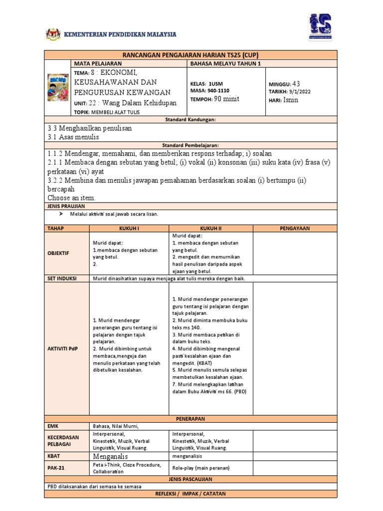 RPH Cup-Bm T1 9.1 | PDF | Karier & Perkembangan