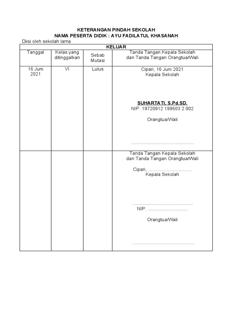 Mutasi Raport | PDF | Karier & Perkembangan
