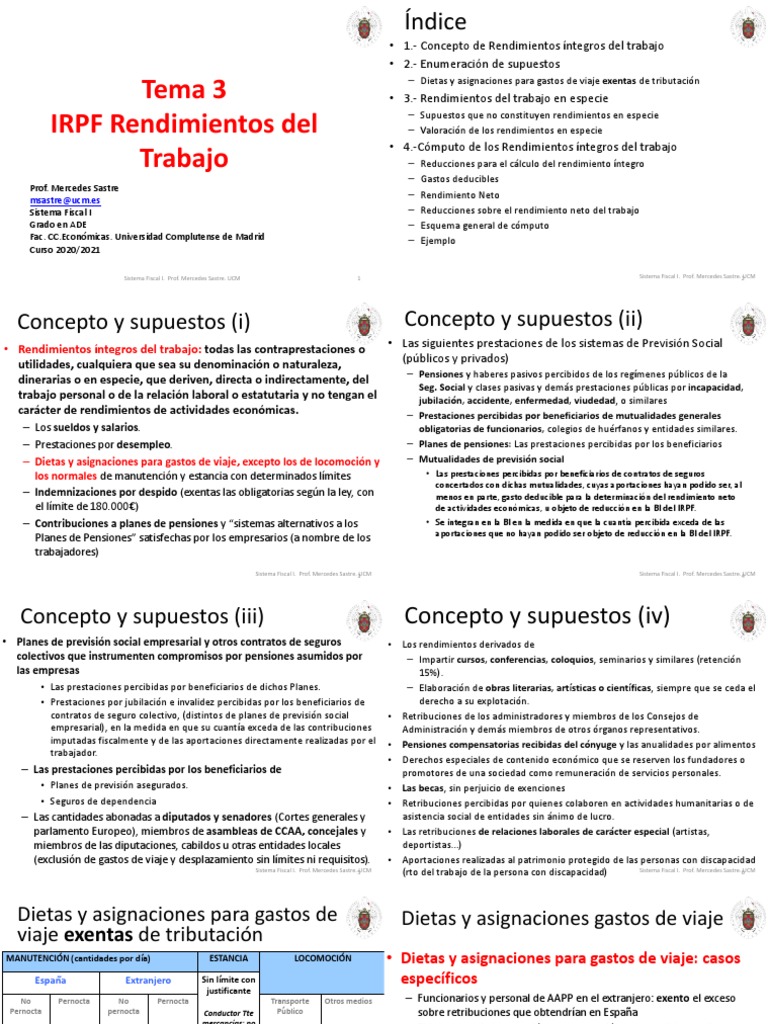 TEMA 3. IRPF Rendimientos Del Trabajo | PDF | Pensión | Salario