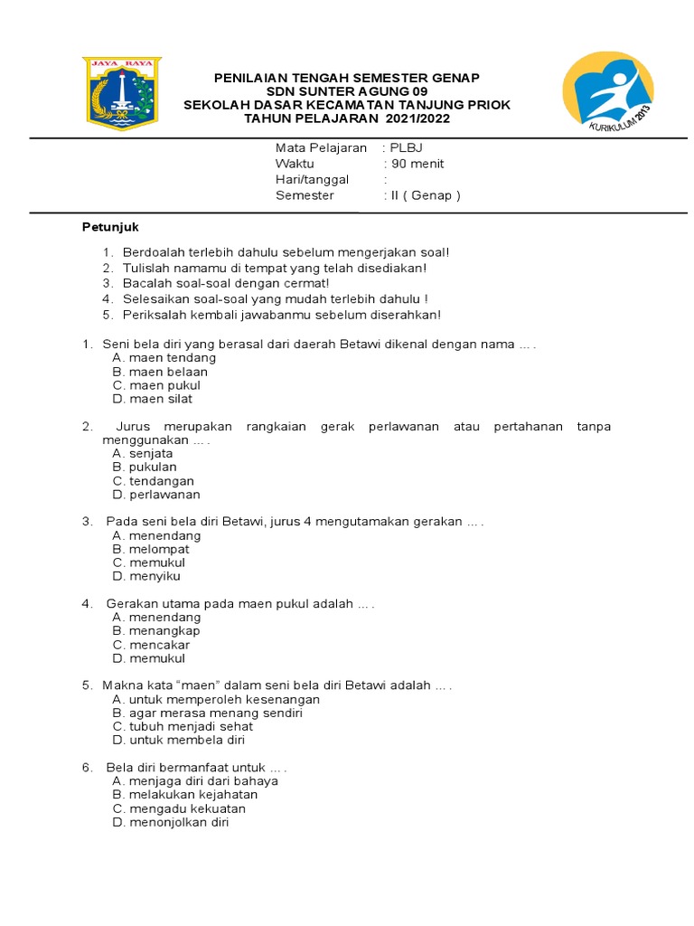 Soal Pts PLBJ Bab 9 10 | PDF