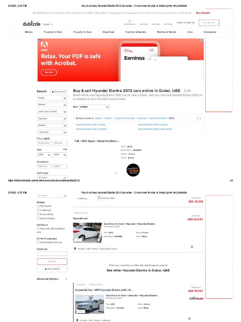 Buy & Sell Any Hyundai Elantra 2012 Car Online - 2 Used Cars For Sale in Dubai - Price List ...