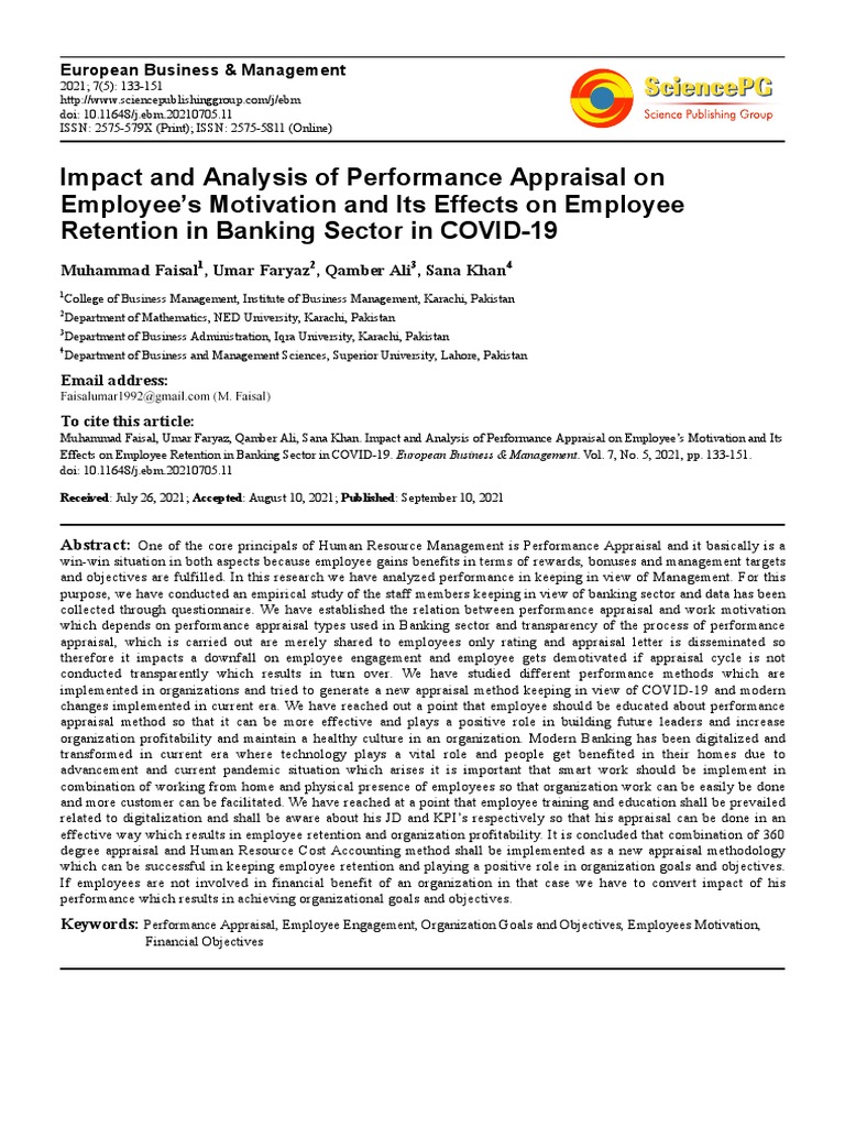 Impact and Analysis of Performance Appraisal On Employee's Motivation ...