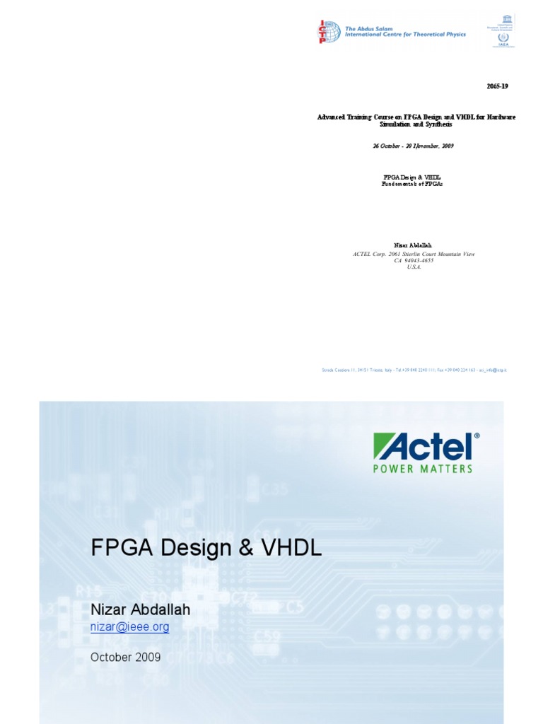 26 October - 20 November, 2009: Fpga Design & VHDL Fundamentals of Fpgas | PDF | Field ...