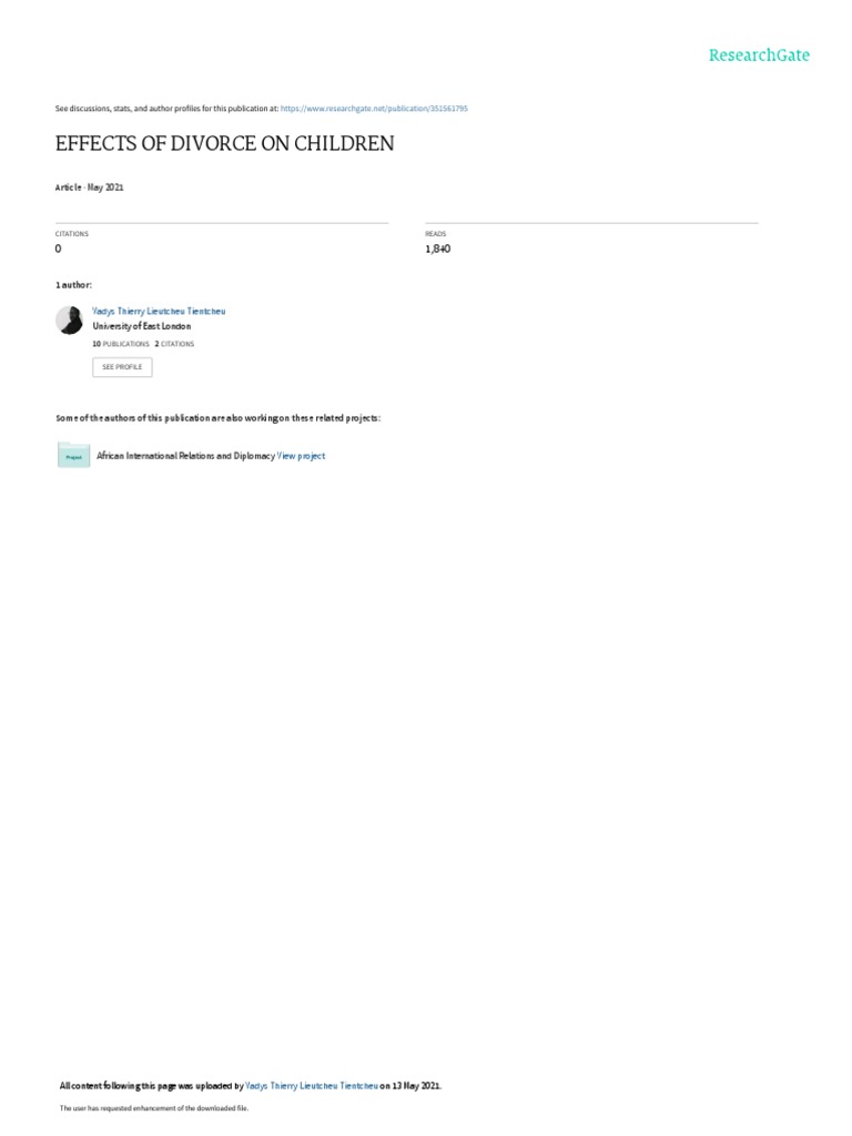 Effects of Divorce On Children: Article | Download Free PDF | Divorce ...