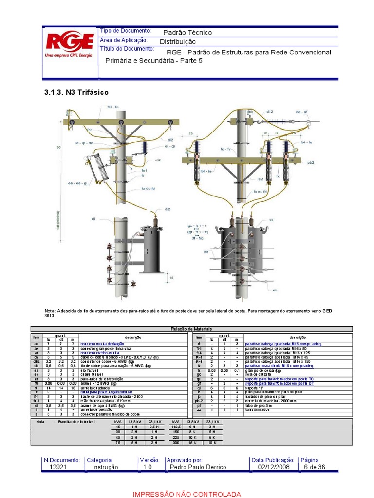 Rede Distribuição Poste Trafo | PDF | Materiais | Natureza