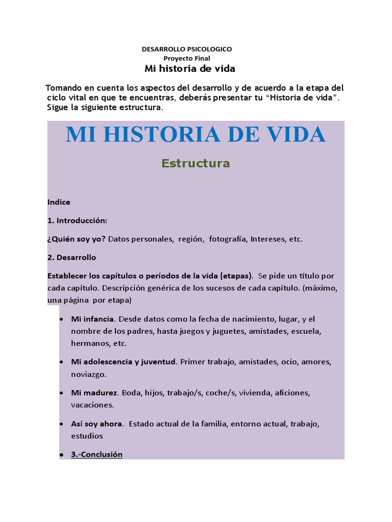 Mi Historia de Vida Estructura | PDF