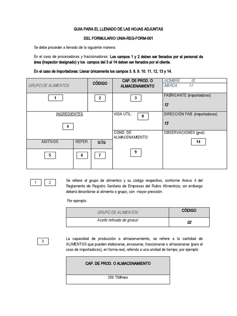 Guia para El Llenado Del Form. 001 | PDF | Alimentos | Trigo