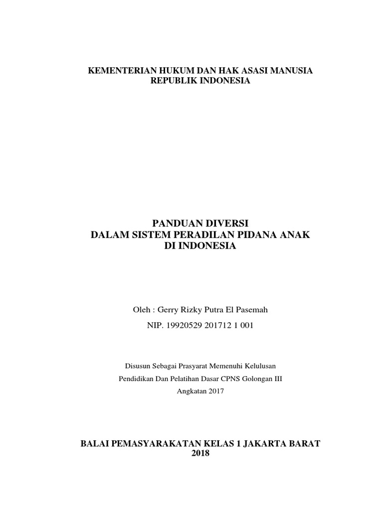 Panduan Diversi Peradilan Anak Indonesia | PDF