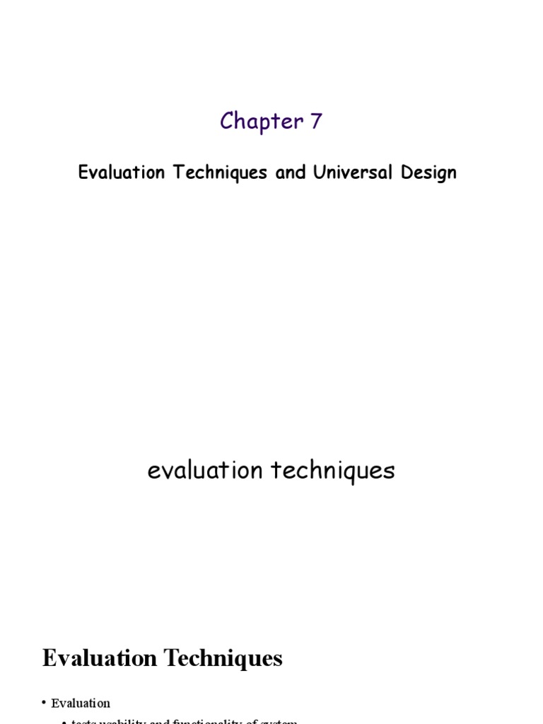 Evaluation Techniques and Universal Design | PDF | Usability | Experiment