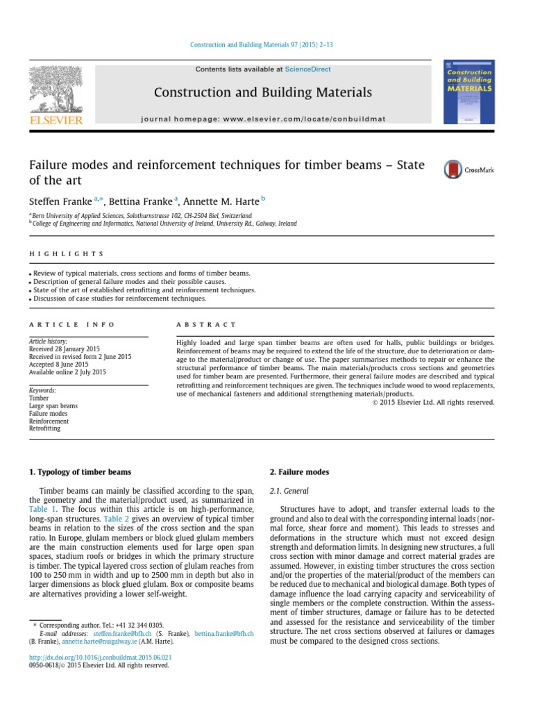 Timber Beam Failure & Reinforcement | PDF | Fracture | Beam (Structure)