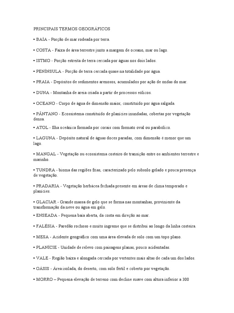 Termos Geográficos | PDF | Mar | Terra