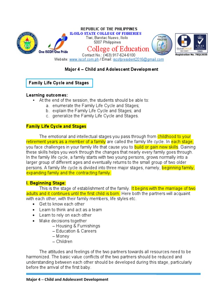 Lesson 5 - Family Life Cycle and Stages | PDF | Family | Retirement