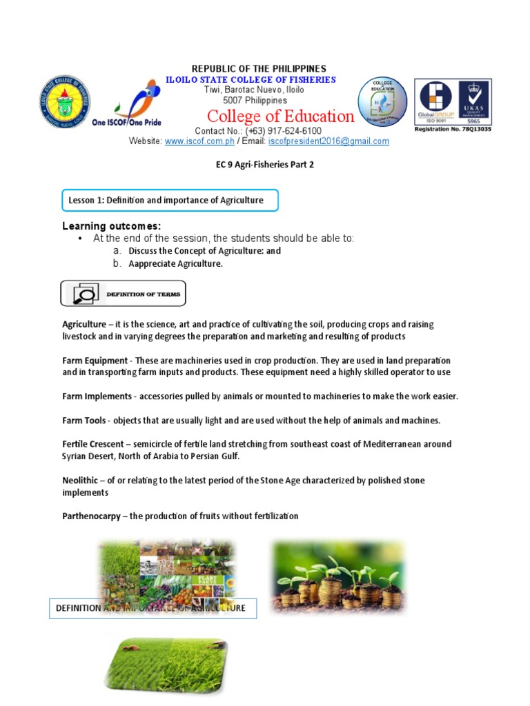 Definition and Importance of Agriculture | PDF | Agriculture | Farms