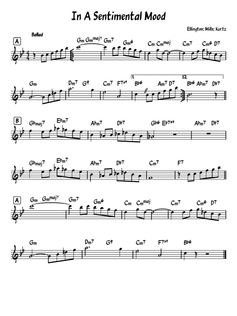 In A Sentimental Mood G Minor | PDF | Musical Keys | Compositions