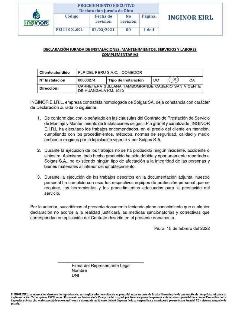 Informe de Inspeccion Tecnica - FLP Comedor | PDF | Perú