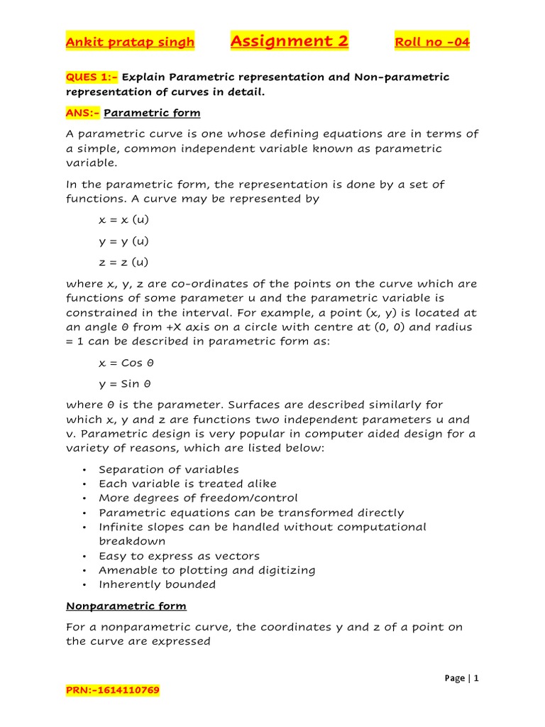 Parametric and Non-Parametric Curve Representations Explained | PDF ...