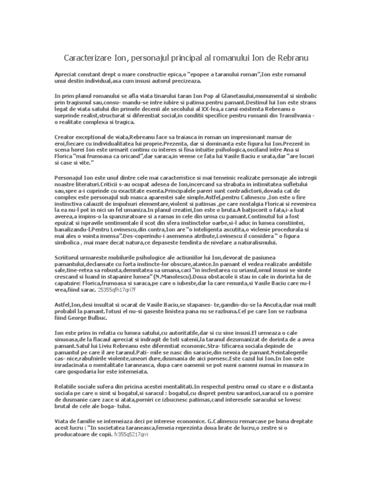 Caracterizare Ion | PDF