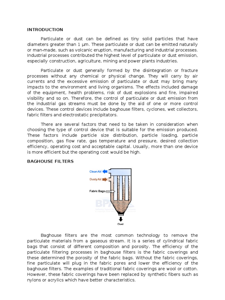 Particulate or Dust Emission Control For Industry | PDF | Particulates ...