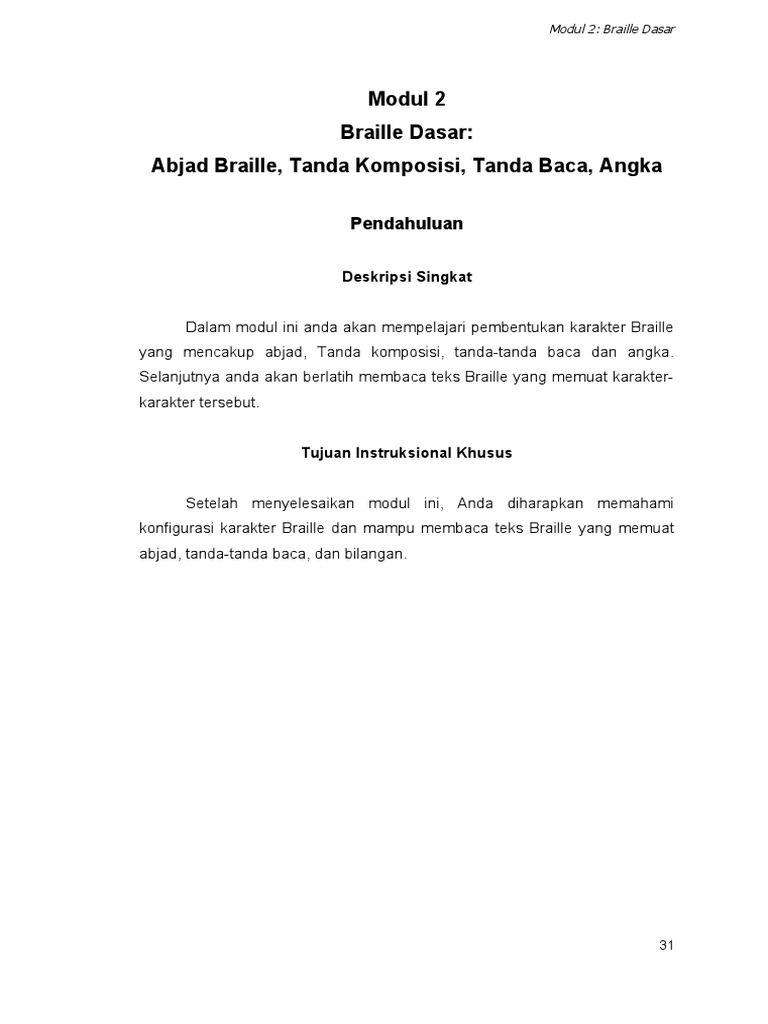 Memahami Braille: Abjad dan Tanda | PDF