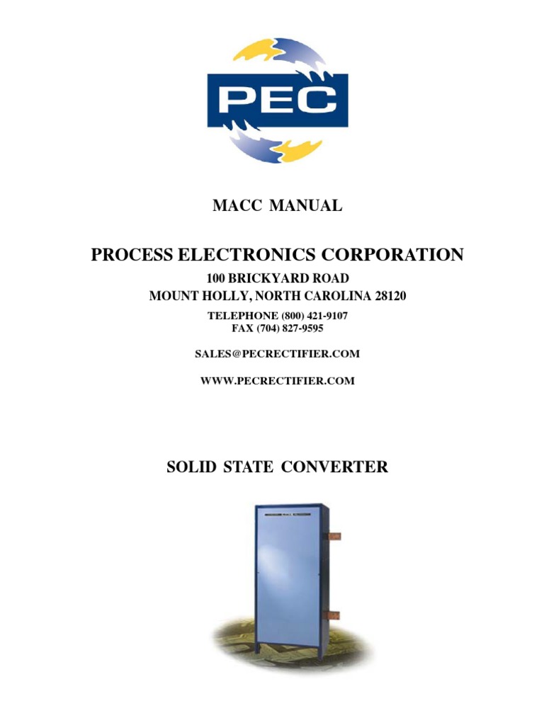 Comprehensive Guide to Installation, Operation, Maintenance and Troubleshooting of the PEC MACC ...