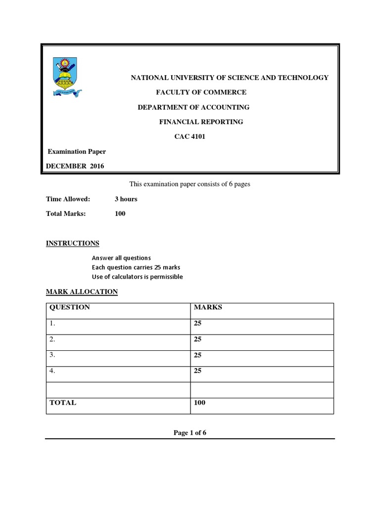 CAC 4101 Past Papers | Download Free PDF | Depreciation | Deferred Tax